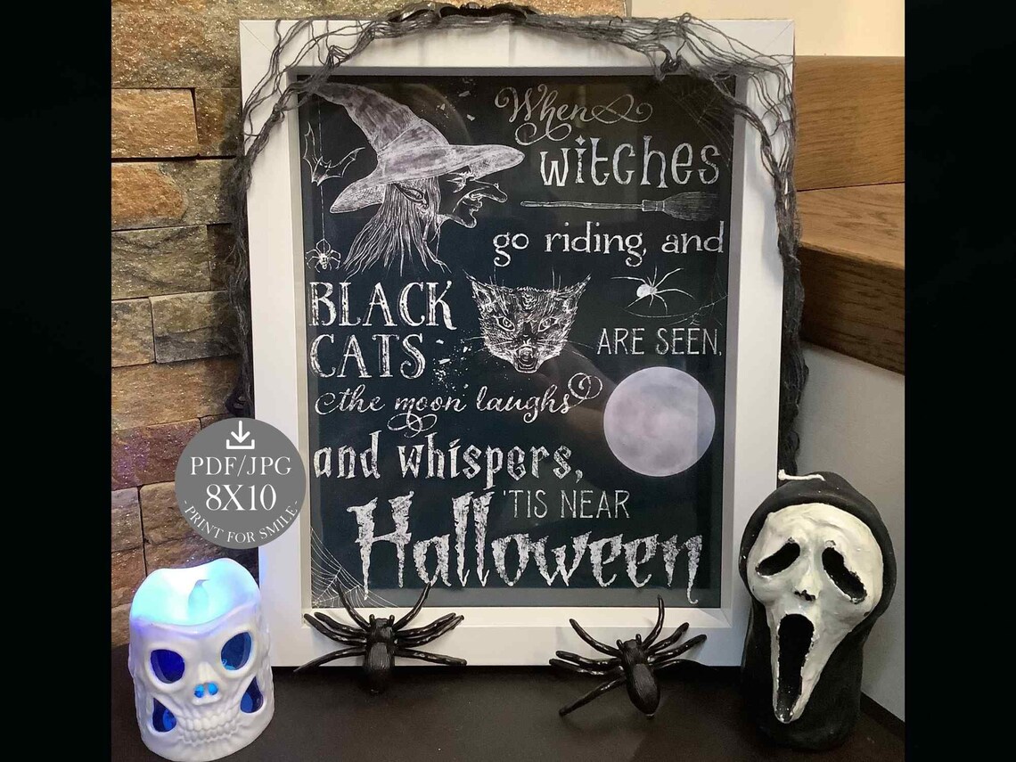 When Witches Go Riding Sign Halloween Wall Art PRINTABLE Decor - Etsy
