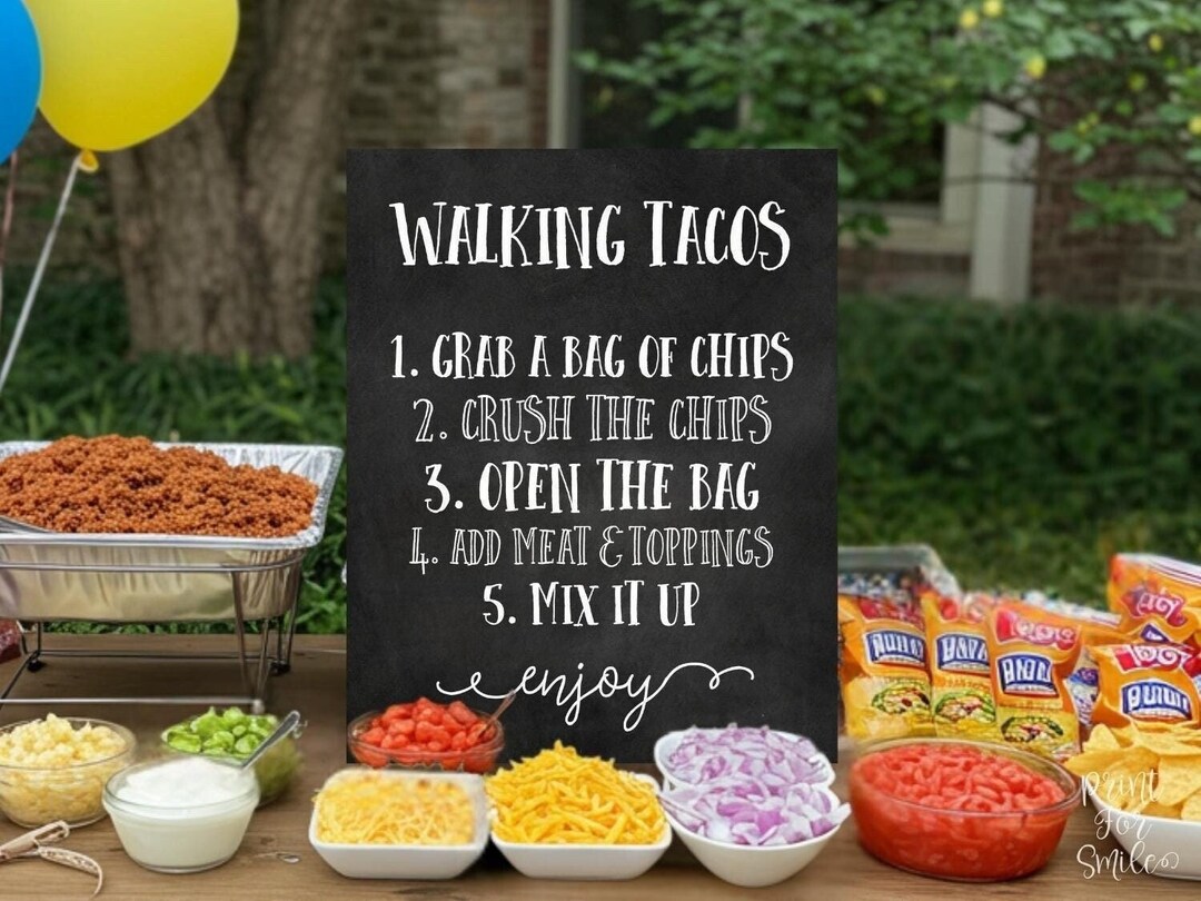 Walking Tacos Bar Sign Graduation PRINTABLE Grad Party Decor, Table ...