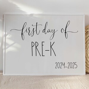 First Day of Pre-k Sign PRINTABLE Back to School Sign Photo Prop - Etsy