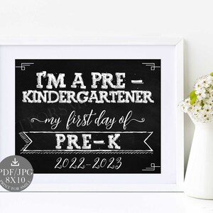 First Day of Pre-k Sign PRINTABLE Pre Kindergarten Chalkboard - Etsy