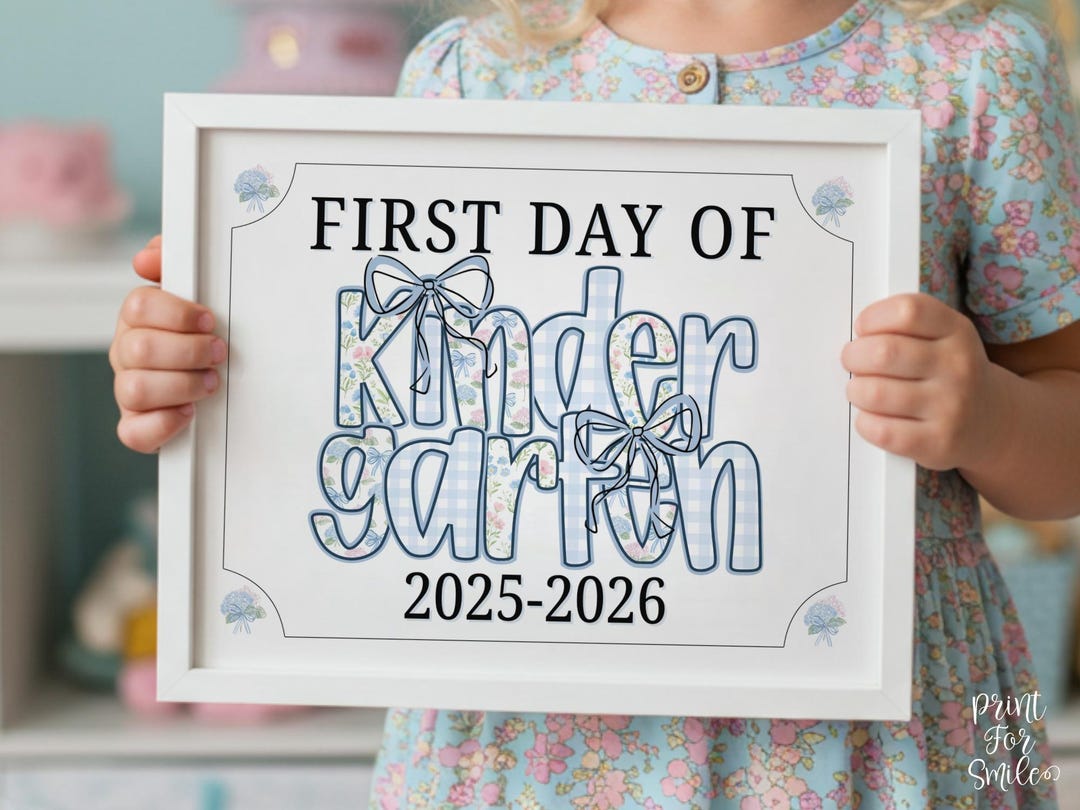 First Day of Kindergarten Sign Modern Grandmillennial Cute Whimsical ...
