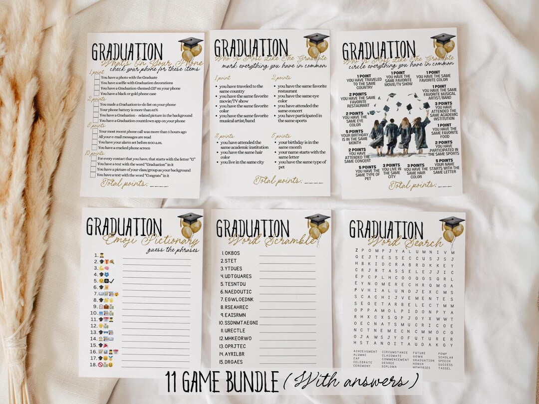 Graduation Games Bundle 2024 Printable Grad Party Games - Etsy