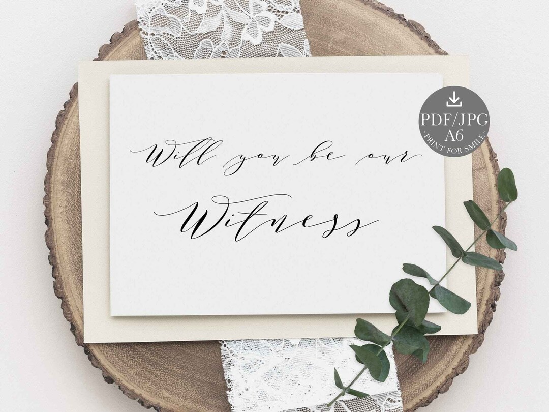 Witness Proposal Card Will You Be Our Witness Card Wedding PRINTABLE - Etsy