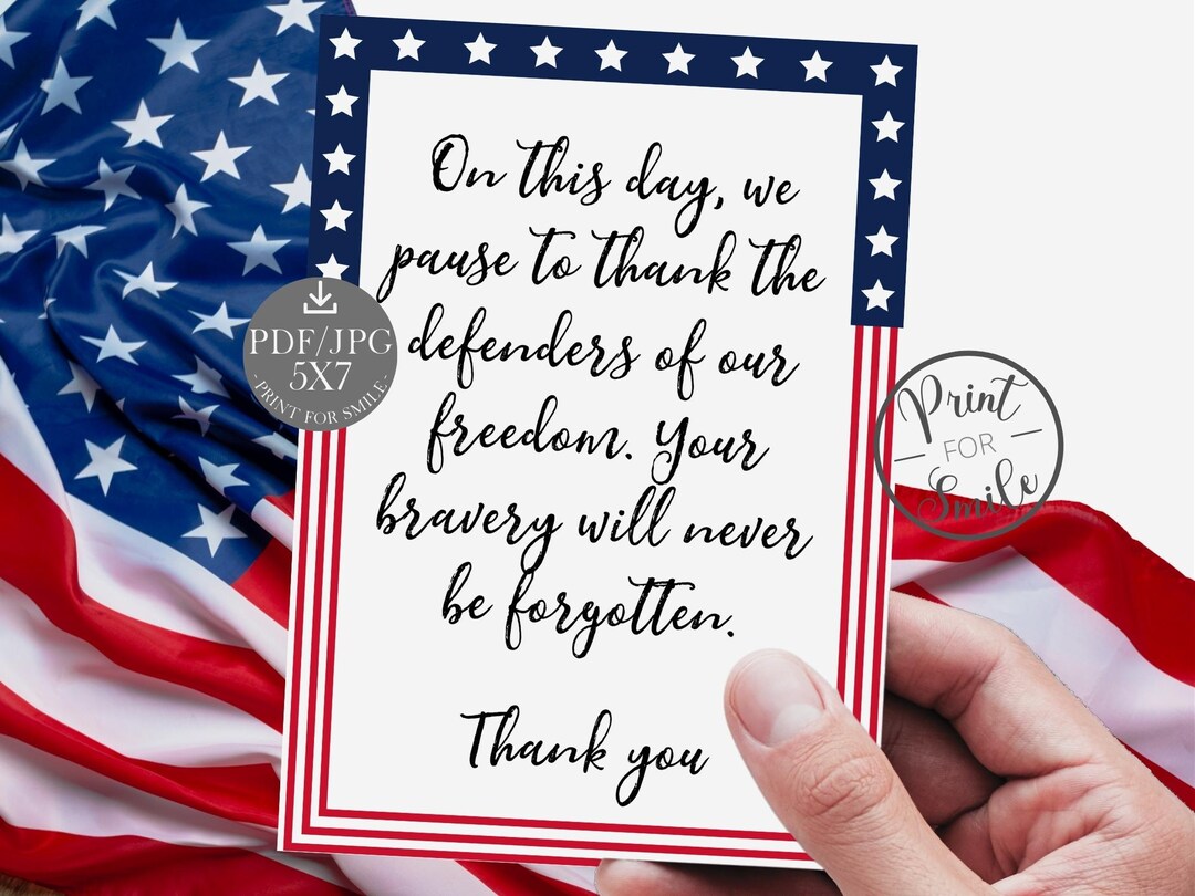 Veterans Day Thank You Card PRINTABLE Military - Etsy