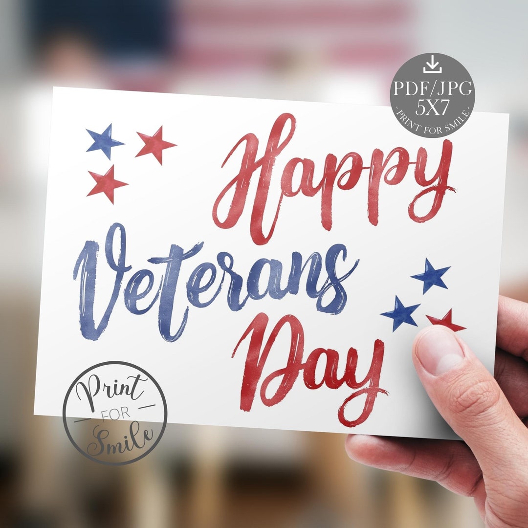 Happy Veterans Day Card PRINTABLE - Etsy