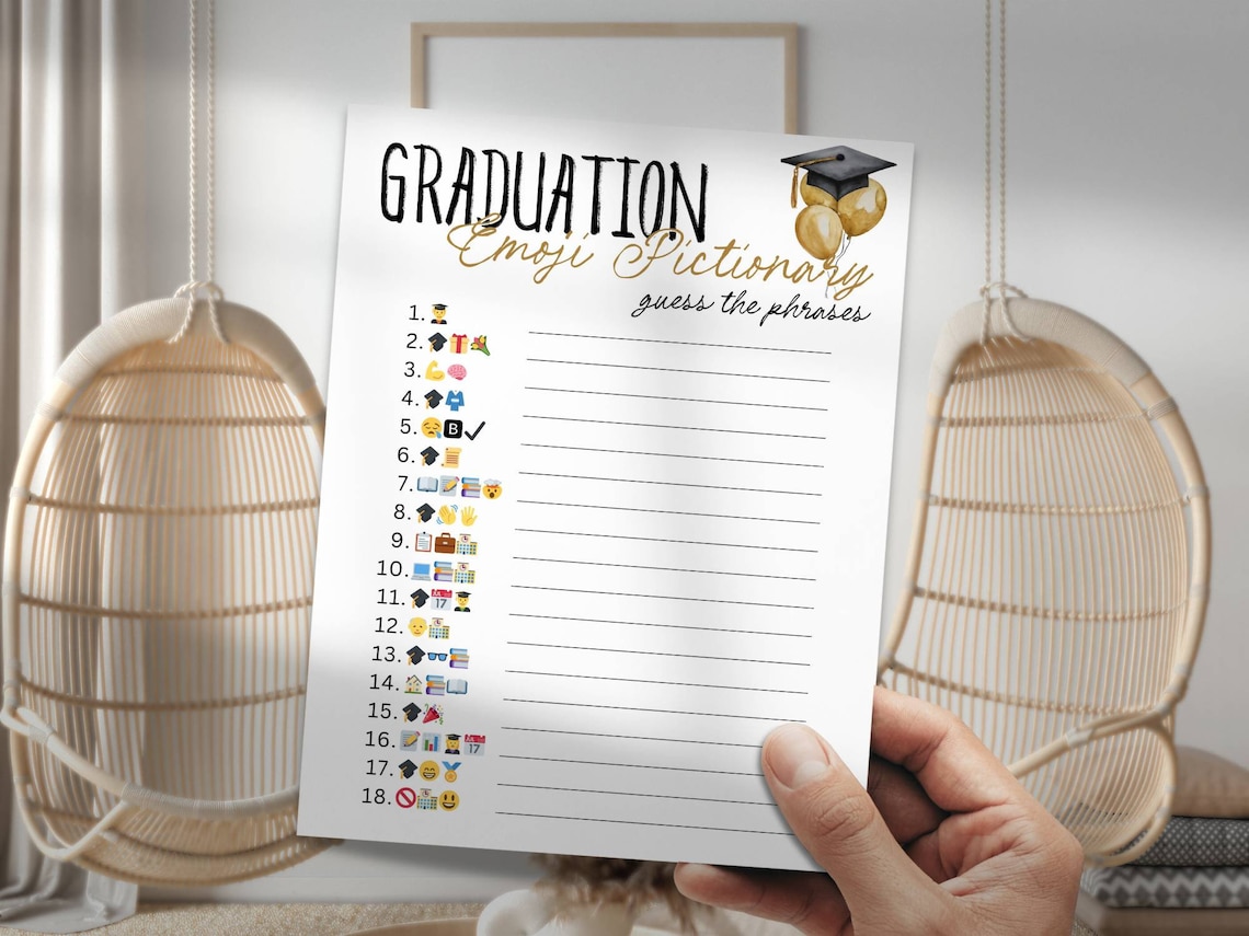 Graduation Emoji Game Pictionary Game Printable College Graduation ...