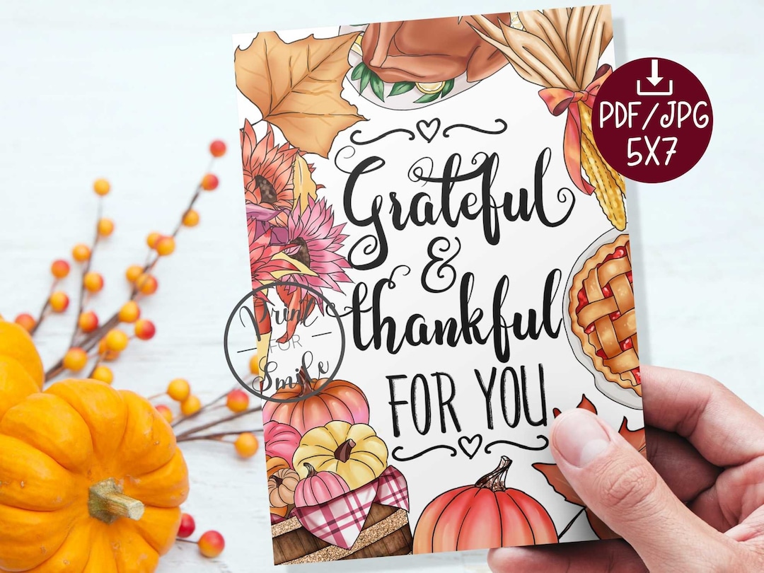 Thanksgiving Card PRINTABLE Thankful - Etsy