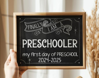 First Day of School Sign, Preschooler, Starting Preschool, Pre-k, 2024 ...
