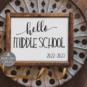 Hello Middle School Sign First Day of Middle School - Etsy
