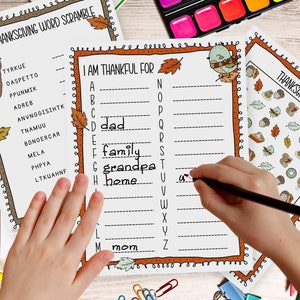 Thanksgiving Activities for Kids PRINTABLE Placemat Banner Word Search ...