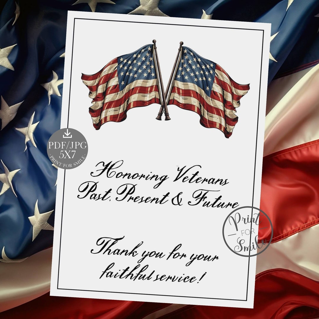 Veterans Day Card PRINTABLE Thank A Veteran - Etsy