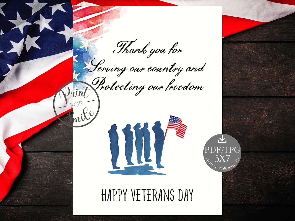 PRINTABLE Happy Veterans Day Card - Etsy