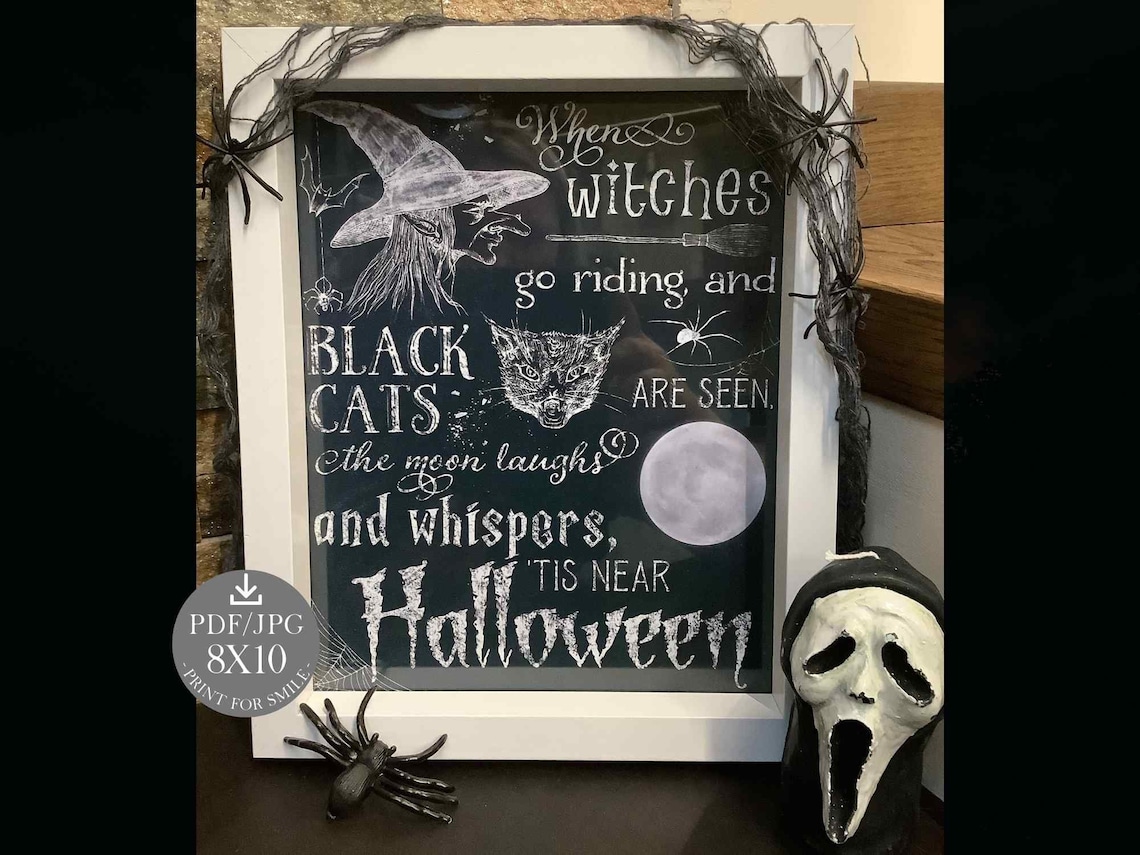 When Witches Go Riding Sign Halloween Wall Art PRINTABLE Decor - Etsy