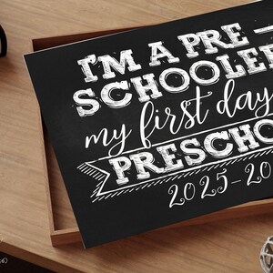 First Day of Preschool Sign, PRINTABLE Chalkboard, 1st Day of Preschool ...