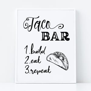 PRINTABLE Taco Bar Sign - Build Eat Repeat Graduation Party Decorations ...