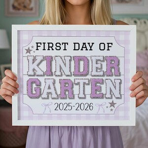 Glitter First Day of Kindergarten Sign, PRINTABLE Back to School Sign ...