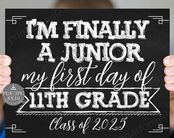 First Day of 11th Grade First Day of Junior Year Sign Class - Etsy