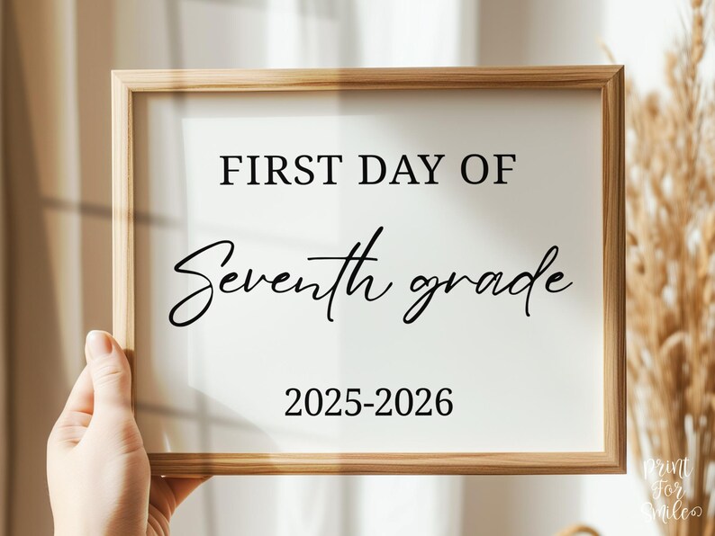 Modern First Day of Seventh Grade Sign PRINTABLE 7th Grade Minimalist ...