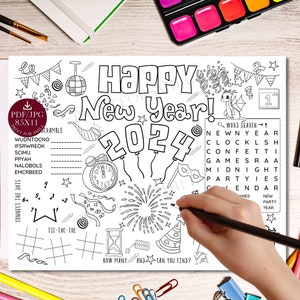 New Years Placemat PRINTABLE Happy New Year 2024 - Etsy