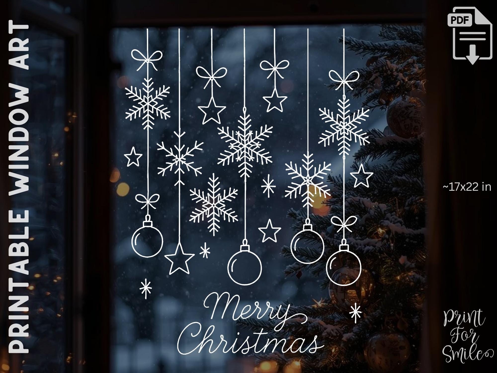 Festive Stars & Snowflakes Window Art – Christmas Baubles Chalk Marker ...