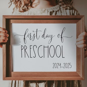 First Day of Preschool Sign PRINTABLE Back to School Sign Photo Prop - Etsy