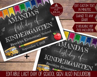 Editable First Day of School Sign, Printable Sign, Instant Download ...