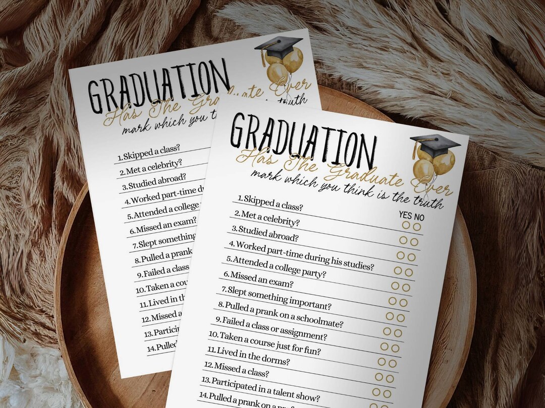 Graduation Has the Graduate Ever Game Printable College Graduation ...