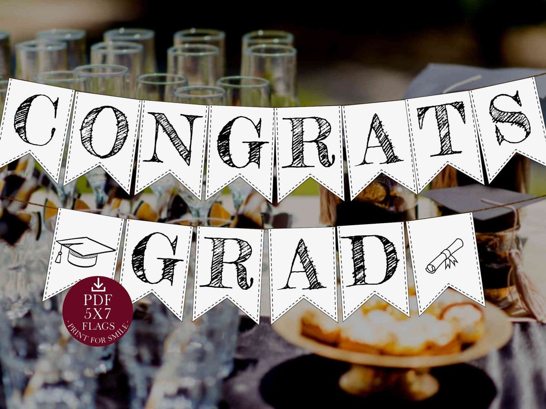 Graduation Congrats Grad Banner Printable Party Decorations - Etsy