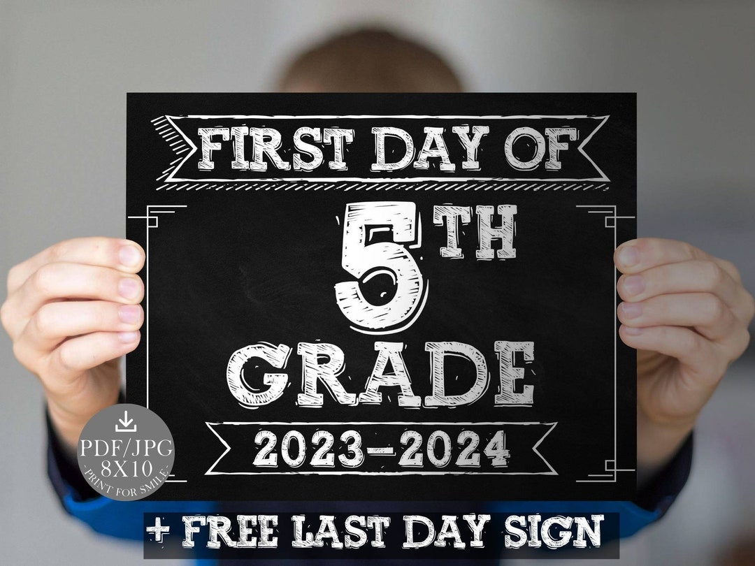First Day of 5th Grade Sign PRINTABLE Fifth Grade Sign School - Etsy