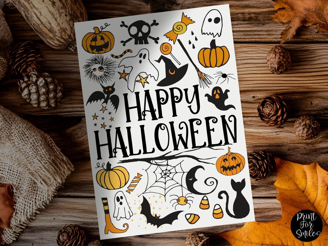 Happy Halloween Printable Card – Festive Spooky Design With Ghosts ...