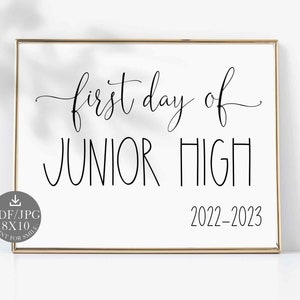 First Day of Junior High Sign PRINTABLE - Etsy