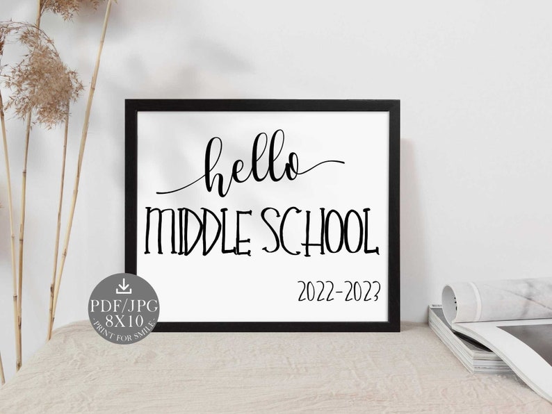 Hello Middle School Sign First Day of Middle School - Etsy