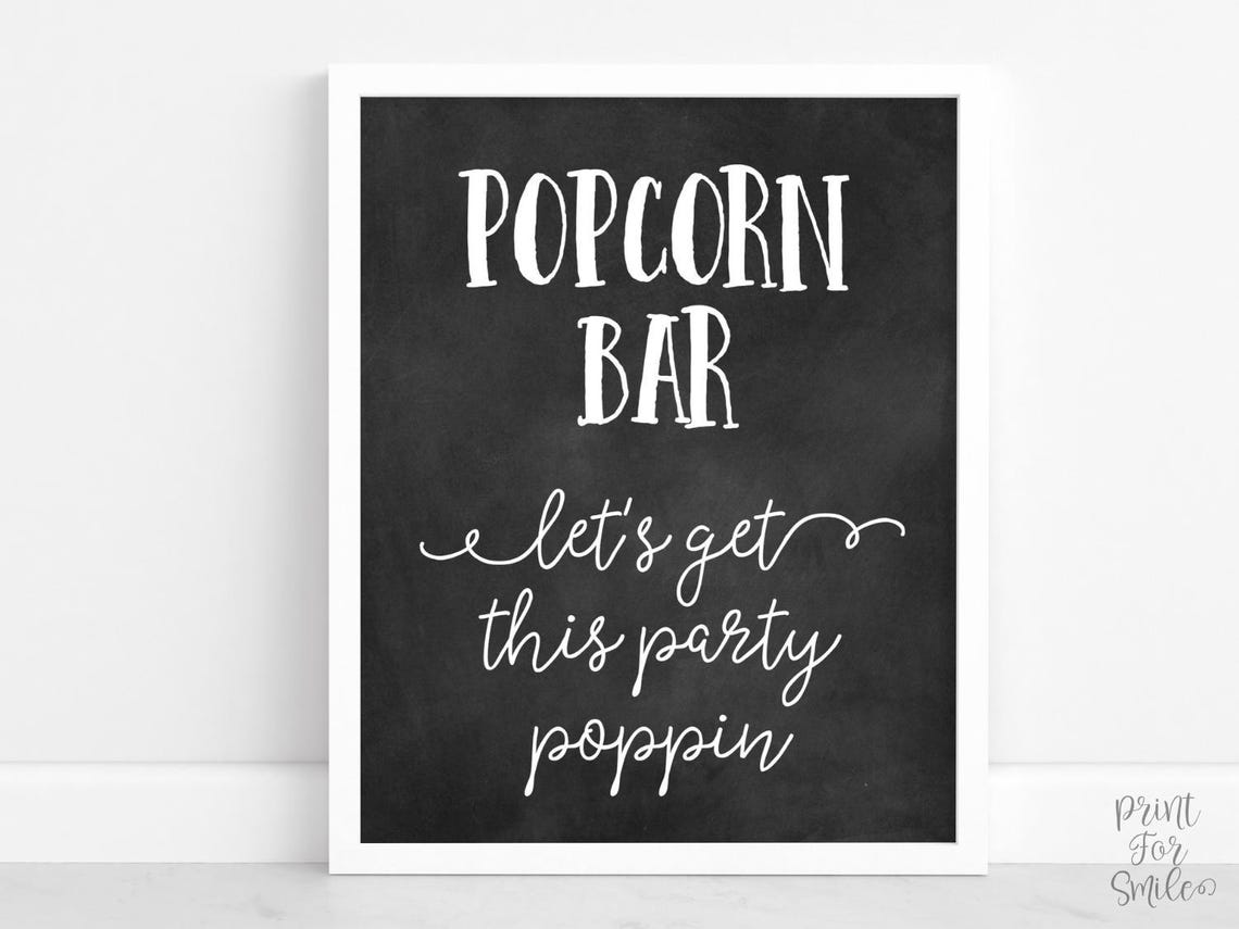 Popcorn Bar Sign PRINTABLE Graduation Sign, Grad Party Decor, Table ...