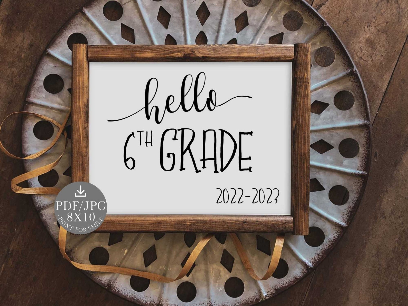Hello 6th Grade Sign First Day of 6th Grade PRINTABLE - Etsy