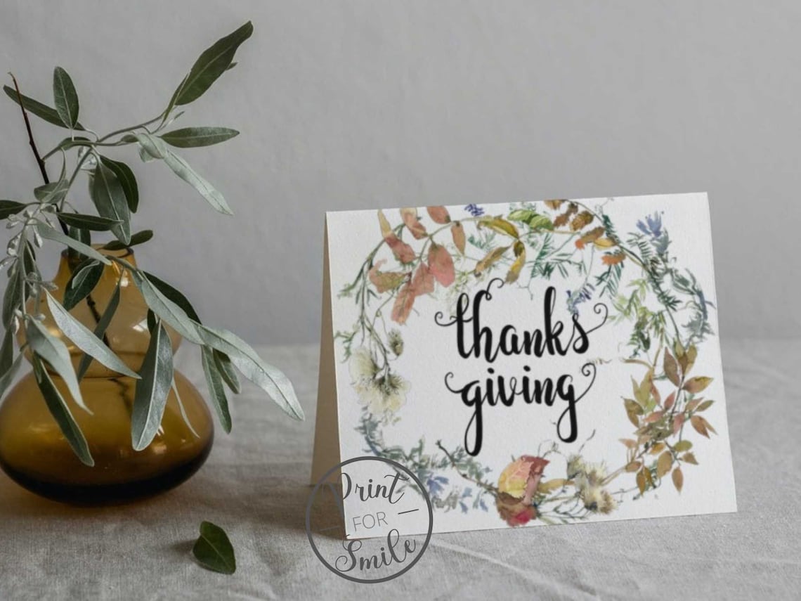 PRINTABLE Thanksgiving Cards Set Give Thanks Gratitude Blessed - Etsy