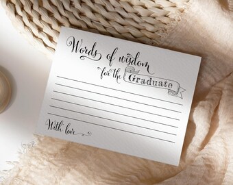 Graduation Words of Wisdom Cards Printable Editable Instant Download ...