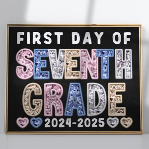 First Day of 7th Grade PRINTABLE Sign Chalkboard Seventh Grade Back to ...