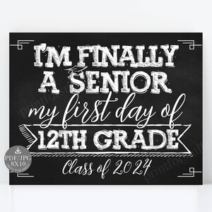 First Day of 12th Grade Sign Printable Chalkboard 2023 - Etsy