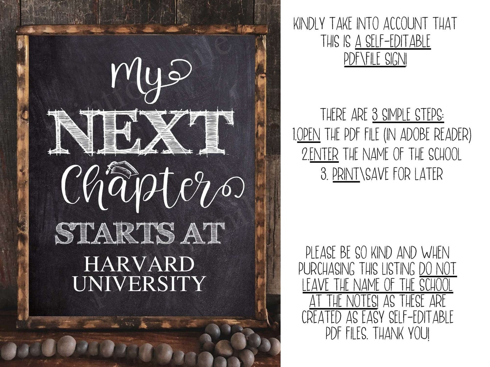 My Next Chapter Starts at Graduation Sign PRINTABLE Party - Etsy