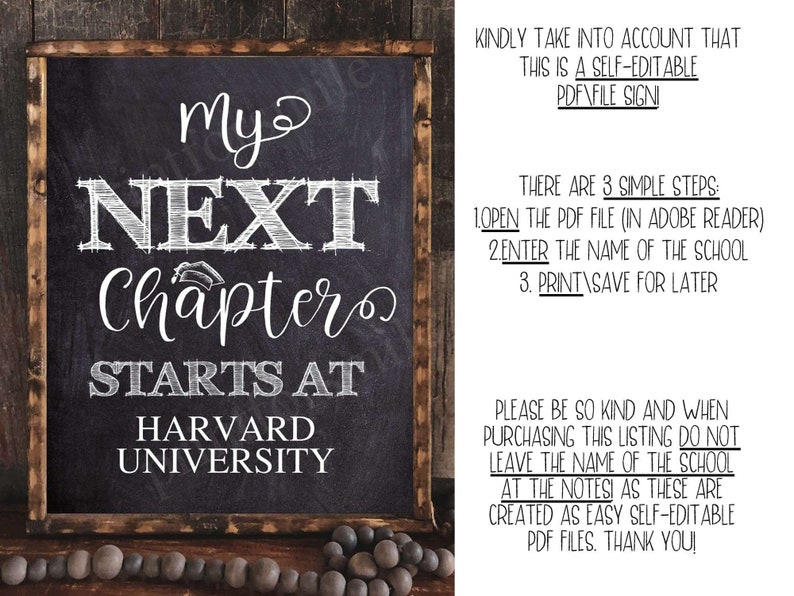 My Next Chapter Starts at Graduation Sign PRINTABLE Party - Etsy