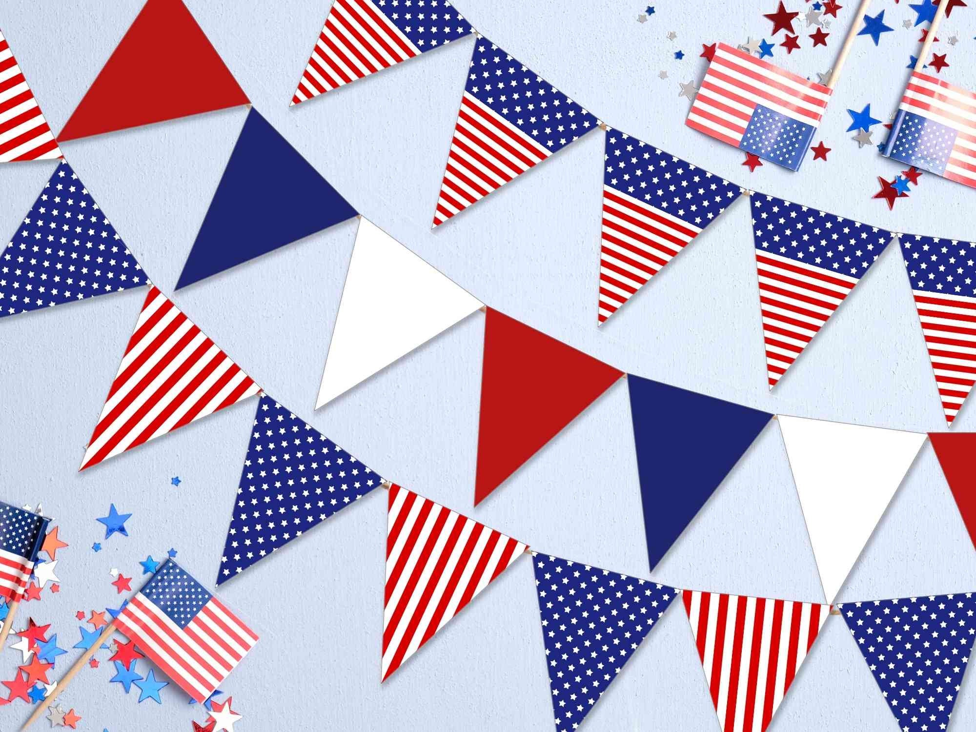 Patriotic Banner PRINTABLE Patriotic Bunting Red White And | Etsy
