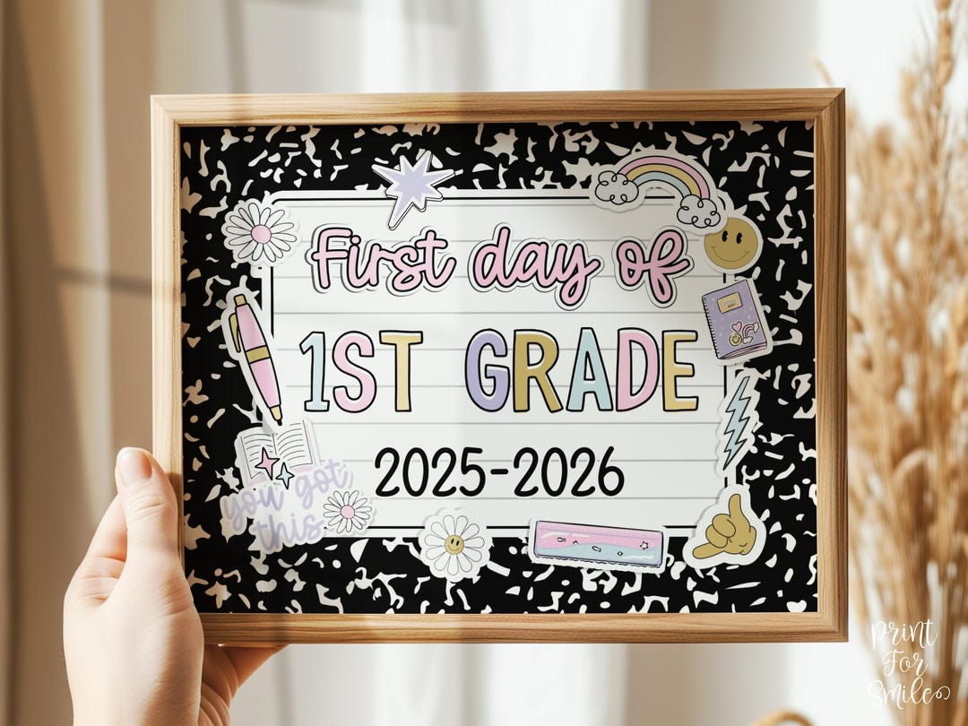 First Day of First Grade Sign Pastel PRINTABLE, First Day of 1st Grade ...