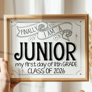 First Day of Junior Year Sign Class of 2026 11th Grade Sign PRINTABLE ...