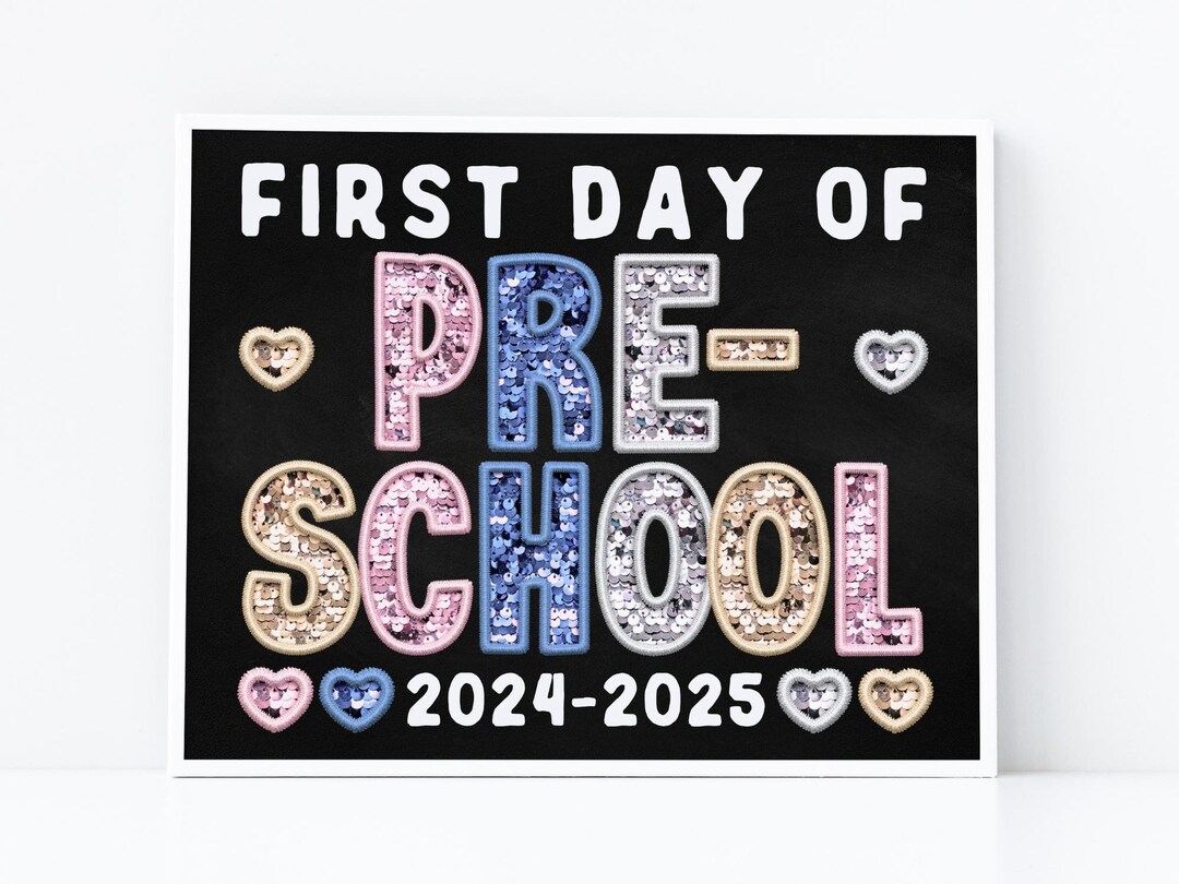 First Day of Preschool PRINTABLE Sign Chalkboard Back to School Sign ...