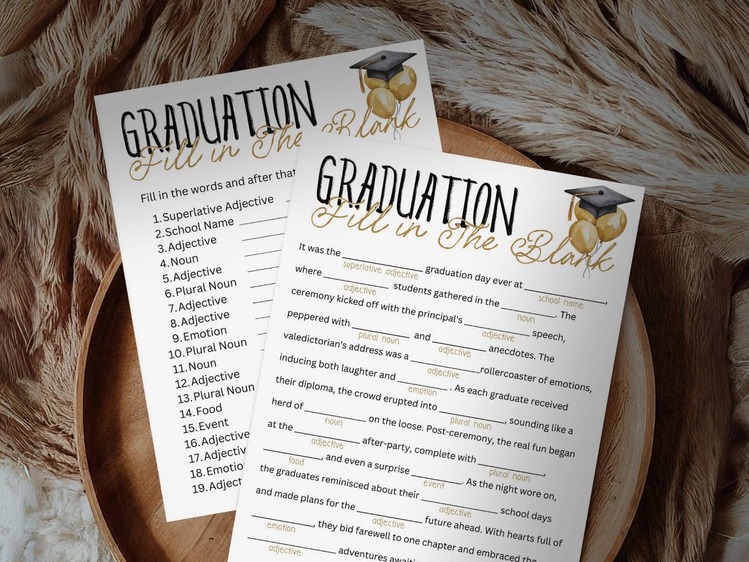 Graduation Game Fill in the Blank Printable College Graduation Party ...
