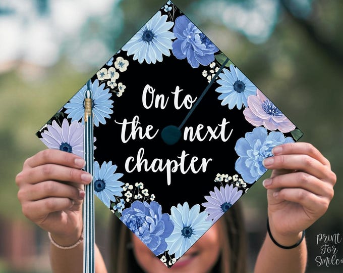 On to the Next Chapter Grad Cap Design | CARDSTOCK Printed Cap Topper ...