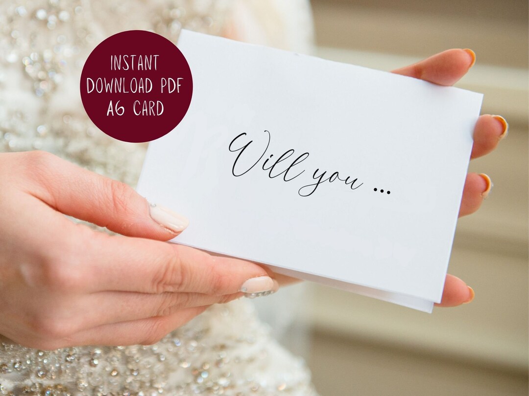 Will You Card Will You Be My Card PRINTABLE Wedding Cards PDF A6 - Etsy