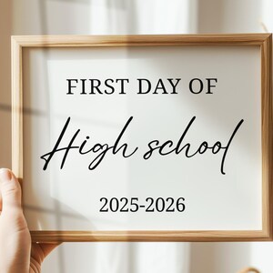 Modern First Day of High School Sign PRINTABLE 9th Grade Minimalist ...
