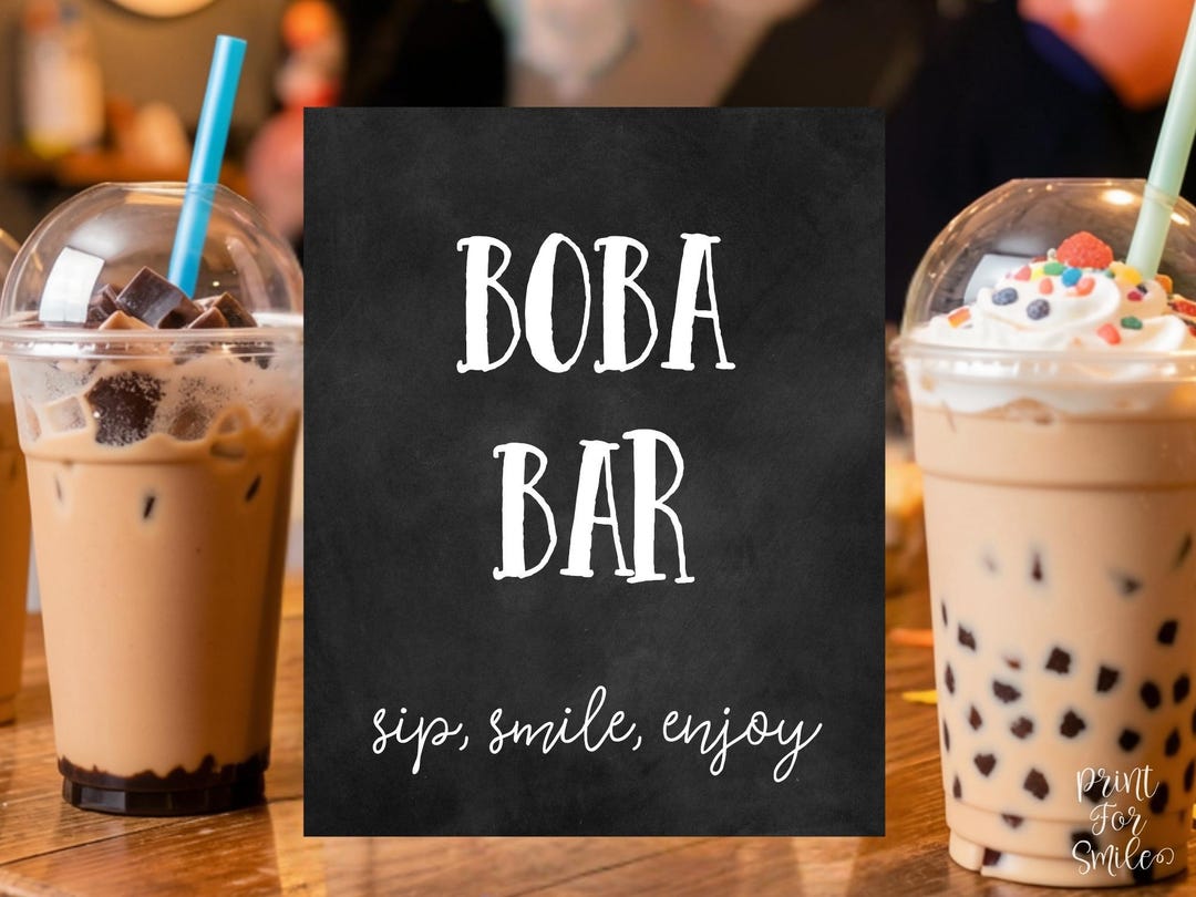 Boba Bar Sign Printable, Drink Station Decor, Graduation Party Decor ...