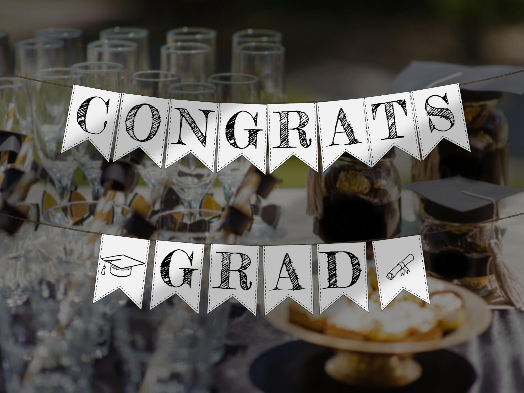Graduation Congrats Grad Banner Printable Party Decorations - Etsy